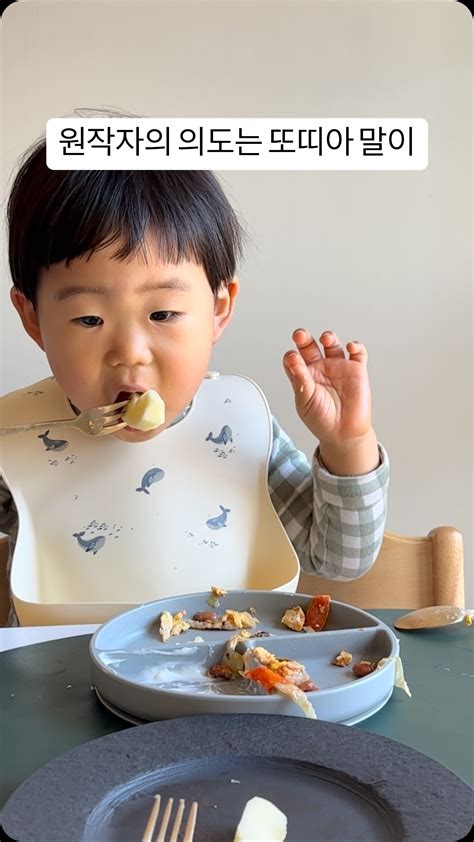 캔자스토비 Kansastoby 토비가 계란 채소콩 옥수수전과 야채 브로콜리 컬리플라워 당근 등등 볶음을 맛있게 먹고 있다 정말 성숙한 입맛이다 아빠가