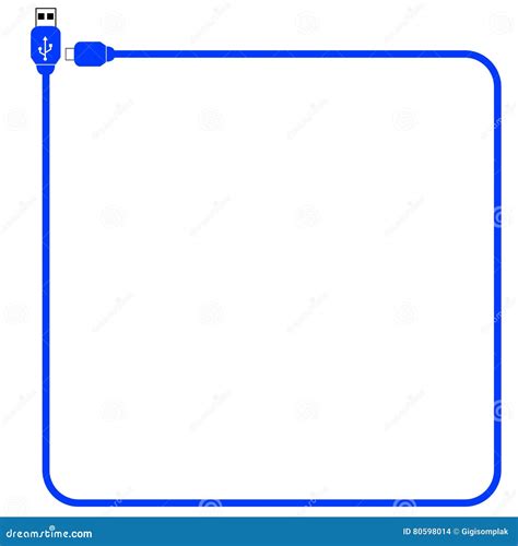 Frame Usb Cable Isolated On White Background Stock Vector Illustration Of Ipsum Black