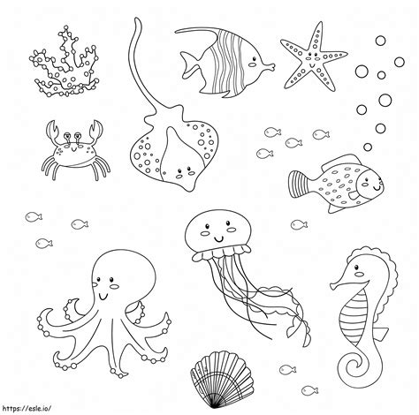 通常の海の動物 ぬりえ 塗り絵