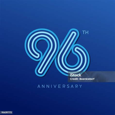 96 년 주년 기념 로고 블루 선 색 진한 파란색 배경에 축 하 초대 카드 인사말 카드에 대 한 벡터 디자인 격리와 기념일 로고 기념일에 대한 스톡 벡터 아트 및 기타
