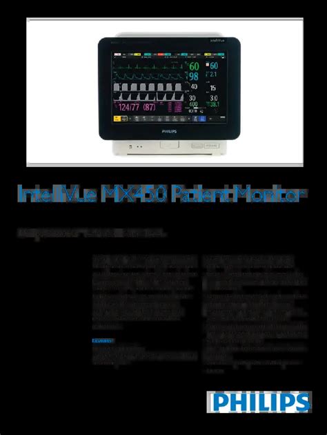 Philips Intellivue Mx450 Patient Monitor Technical Data Sheet