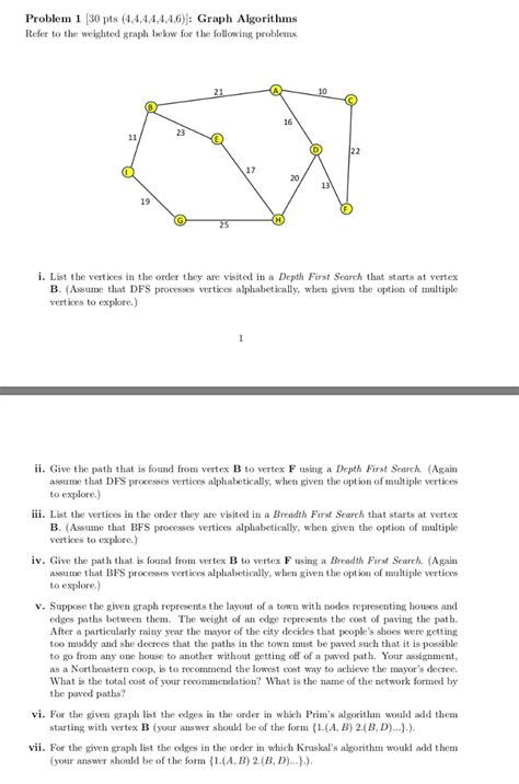Solved Problem 1 30 Pts 4 4 4 4 4 4 6 Graph Algorithms Chegg Com