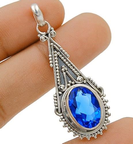 4ct Treated Sapphire 925 Solid Sterling Silver Pendant 1 3 4 Long B4 4 Ebay