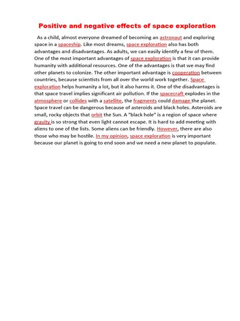 Positive And Negative Effects Of Space Exploration Pdf