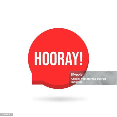 빨간 만세 거품 같은 야이 연설 느낌표 또는 기쁨과 긍정적 인 표현의 개념 플랫 만화 스타일 트렌드 현대 로고 타입 그래픽 디자인 요소 고립된 통하고 있는 백색 배경 감정에