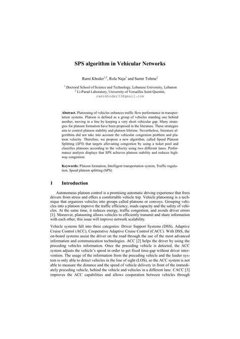 Pdf Performance Evaluation Of Speed Platoon Splitting Algorithm