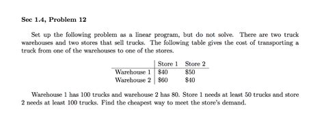 Solved Set Up The Following Problem As A Linear Program But
