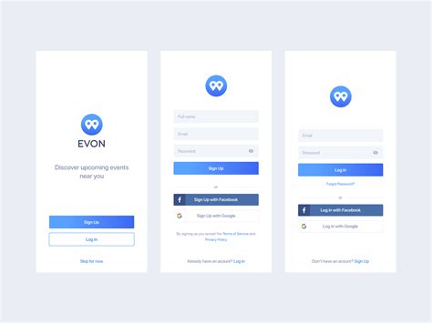 Event App Sign Up Log In Screens Login Page Design Event App App Design