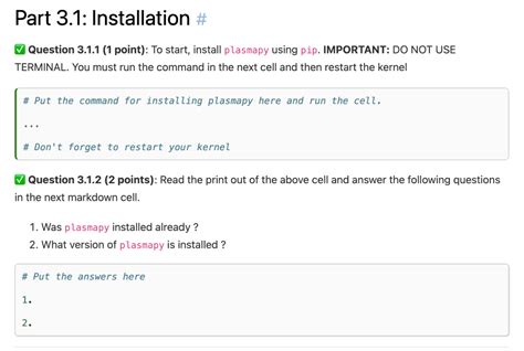 solved question 3 1 1 1 point to start install plasmapy