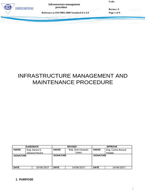 Infrastructure Management Procedure Guide Pdf Infrastructure