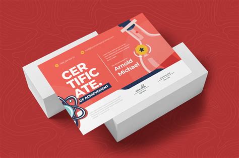 Red Science Certificate Print Templates Ft Achievement And Business