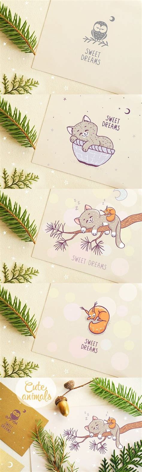 Cute Animals Sleep Cute Animals Creative Graphic Design Happy Design