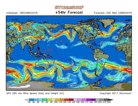 Global Jet Stream Wind And 250 Mb Pressure Map