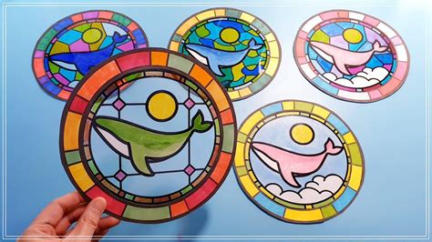 하늘고래 스테인드 글라스 도안 무료 나눔 2025 예술 활동 어린이 미술 활동 재밌는 공예