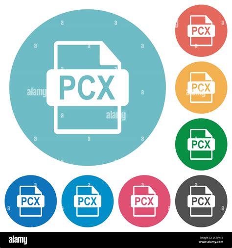 Pcx File Format Flat White Icons On Round Color Backgrounds Stock Vector Image And Art Alamy