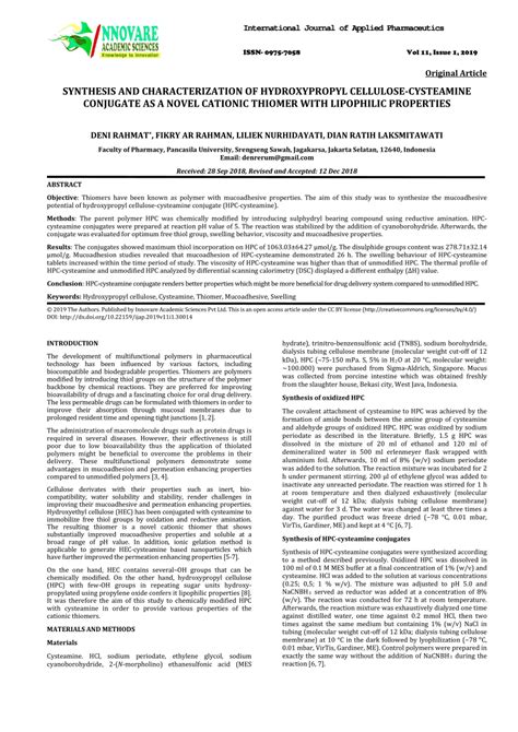 Pdf Synthesis And Characterization Of Hydroxypropyl Cellulose
