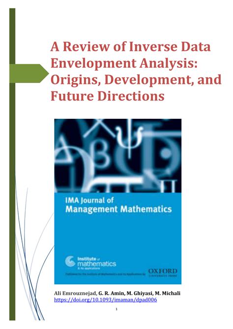 Pdf A Review Of Inverse Data Envelopment Analysis Origins