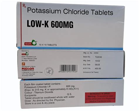 Low K 600mg Potassium Chloride Tablets At Best Price In Mumbai