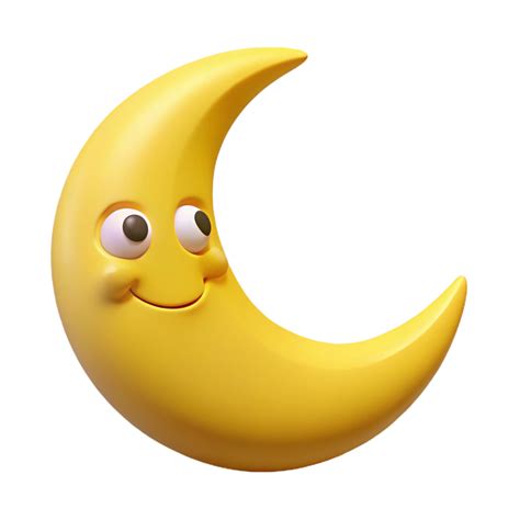 Beautiful Exemplary Smiling Crescent Moon Character With Pointed Tips Clean Lines Flat Yellow
