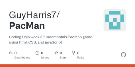 GitHub GuyHarris PacMan Coding Dojo Week Fundamentals PacMan Game Using Html CSS And