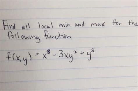 solved find all local min and max for the following function
