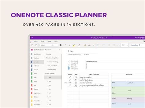 Onenote Template Onenote Digital Planner Task List Business Planner