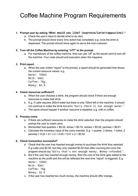 137 Coffee Machine Program Requirementspdf Docdroid