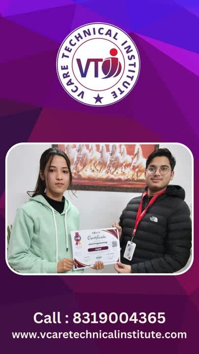 Anjali Completed Java Course At Vcare Technical Institute Vcare Technical Institute Posted On