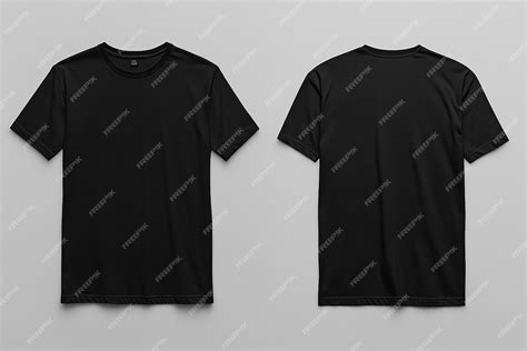 Макет черной футболки передний и задний вид изолирован на сером фоне Премиум Ai