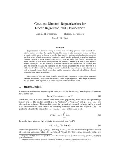 Pdf Gradient Directed Regularization For Linear Regression And