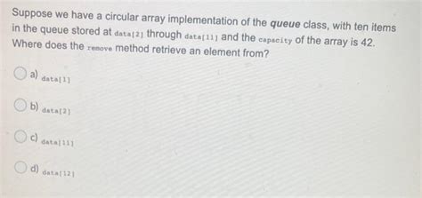 Solved Suppose We Have A Circular Array Implementation Of