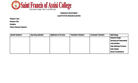 Quantitative Research Matrix Pdf