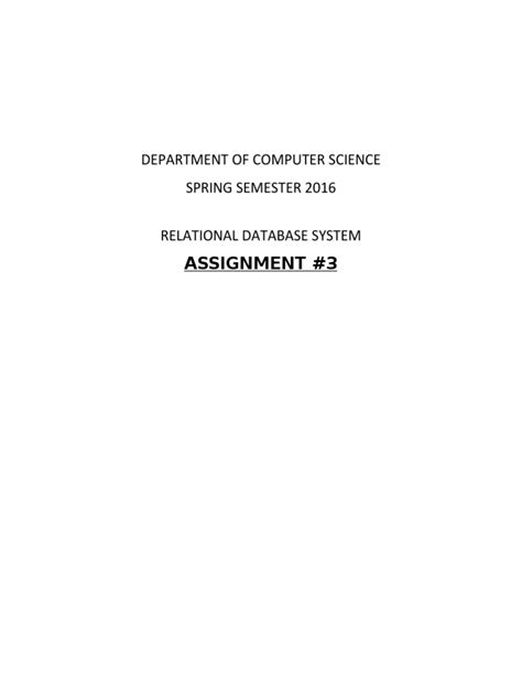 Assignment 3 Department Of Computer Science Spring Semester 2016