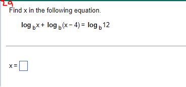 Solved Find X In The Following Equation Chegg Com
