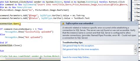 Upload Image Using VB Net And SQL Server Stack Overflow