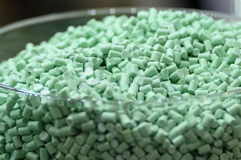 Close Up Scene The Green Pigment Material For Injection Process Stock Close Up Scene The Green Pigment Material For Injection Process Stock