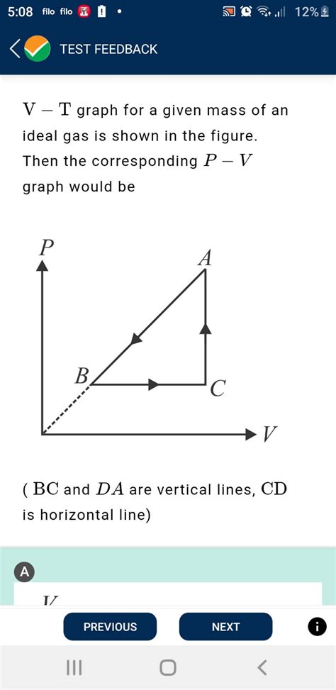 v−t graph for a given mass of an ideal gas is shown in the figure then t