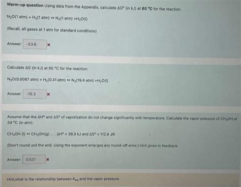 Solved Warm Up Question Using Data From The Appendix Chegg Com