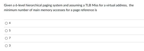 Solved Given A 6 Level Hierarchical Paging System And Assuming A Tlb