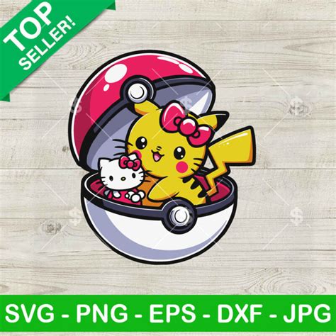 Hello Kitty Mashup Pikachu Svg Hello Kitty Pikachu Svg Kitty Pokemon Ball Svg Cricut