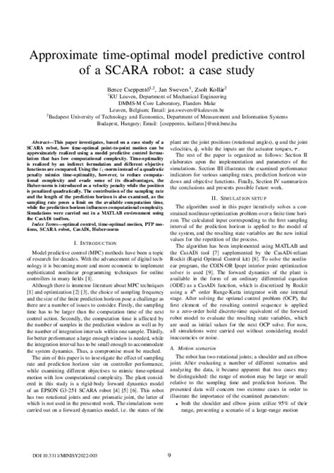 pdf approximate time optimal model predictive control of a scara
