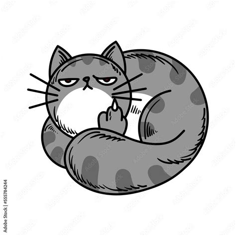 Cat Shows Middle Finger Fuck You Humans Angry Cat Fingering Stock Vector Adobe Stock