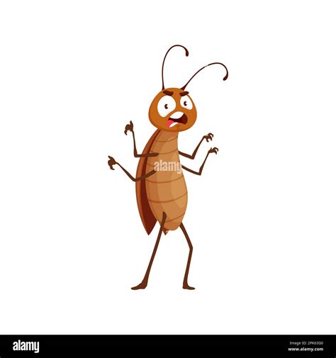 Cartoon Cockroach Character Angry Or Upset Bug Isolated Vector Funny