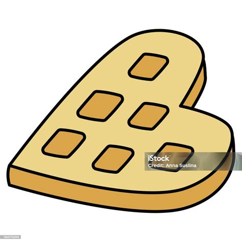 하트 모양의 가정 만든 와플 웨이퍼 달콤한 설탕 비스킷 귀여운 로맨틱 한 발렌타인 데이 낙서 만화 힙스터 스타일 벡터 일러스트