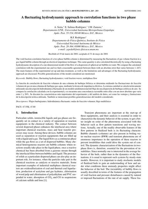 Pdf A Fluctuating Hydrodynamic Approach To Correlation Functions In Two Phase Bubble Columns