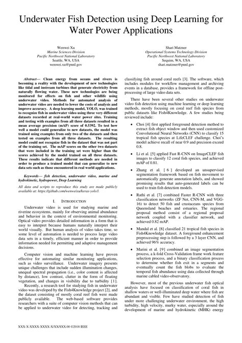 PDF Underwater Fish Detection Using Deep Learning For Water Power Applications