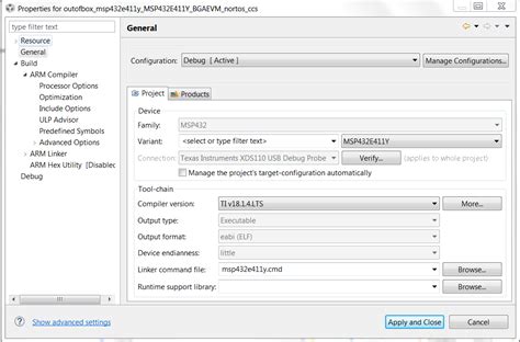 ccs msp432e411y bgaevm xds110 error connecting to the target error 1063 0x0 msp low