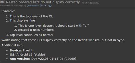 Nested Ordered Lists Do Not Display Correctly Rredditsync