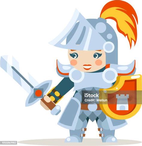 중세 여성 기사 여자 전사 소녀 판타지 액션 롤플레잉 게임 계층된 애니메이션 준비 문자 벡터 일러스트 레이 션 환상의 세계에 대한 스톡 벡터 아트 및 기타 이미지 Istock