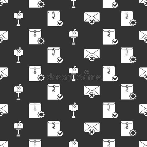 Set Delete Envelope Envelope Setting Mail Box And Envelope And Check Mark On Seamless Pattern